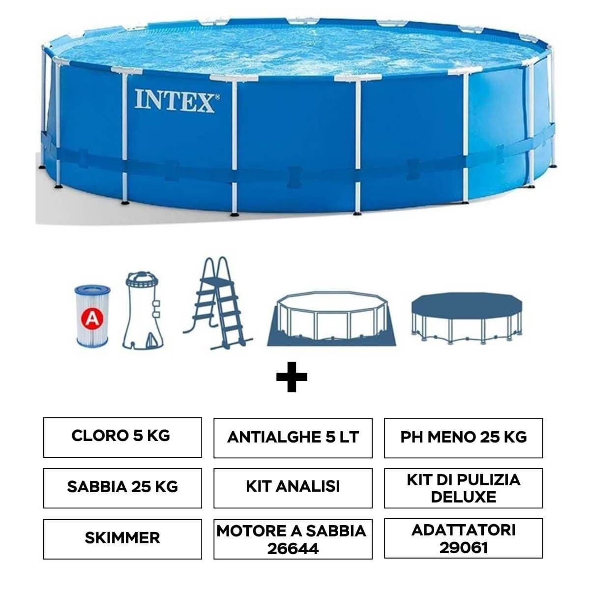 Piscina Frame D.457xH.122 cm Fuori Terra con Filtro a Cartuccia - Intex ...